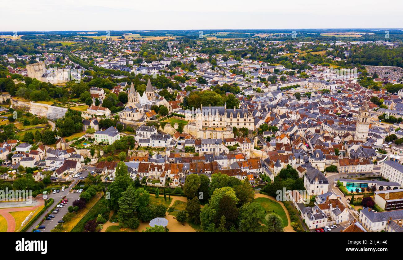 Scenic top view of the city Loches and the Royal castle Loches Stock Photo - Alamy