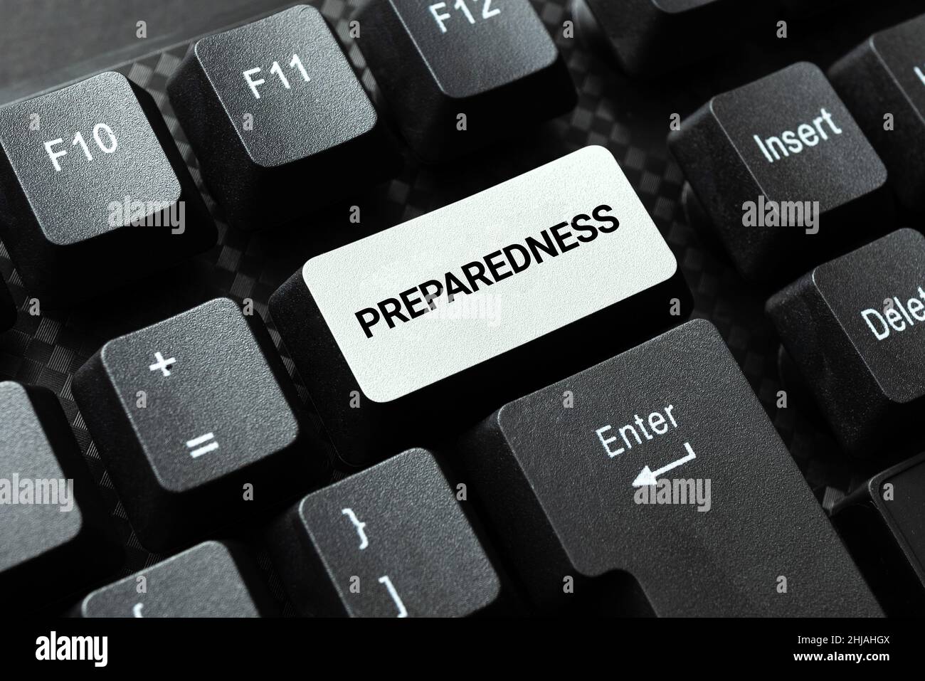 Hand writing sign Preparedness. Business concept quality or state of ...