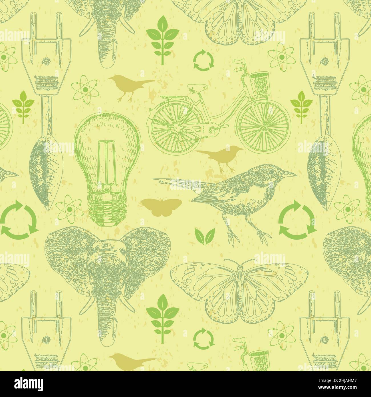Eco seamless pattern vector. Icons vintage with environment theme Stock ...