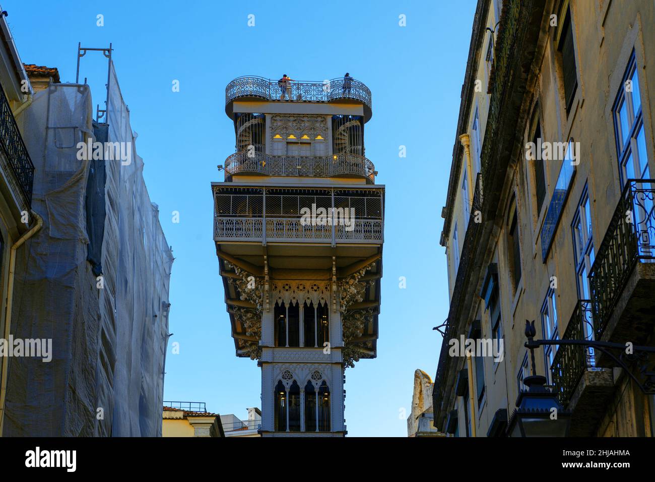 Santa Justa elevator of Lisbon . Famous elevator in Portugal Stock ...