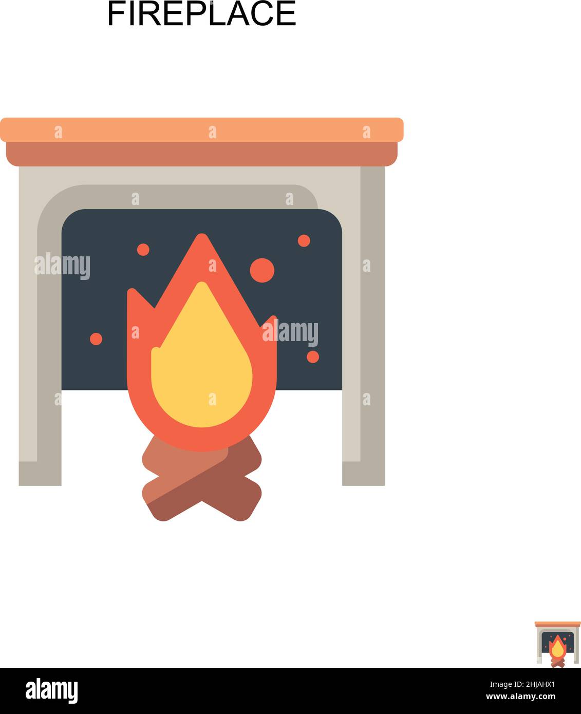 Fireplace Simple vector icon. Illustration symbol design template for ...