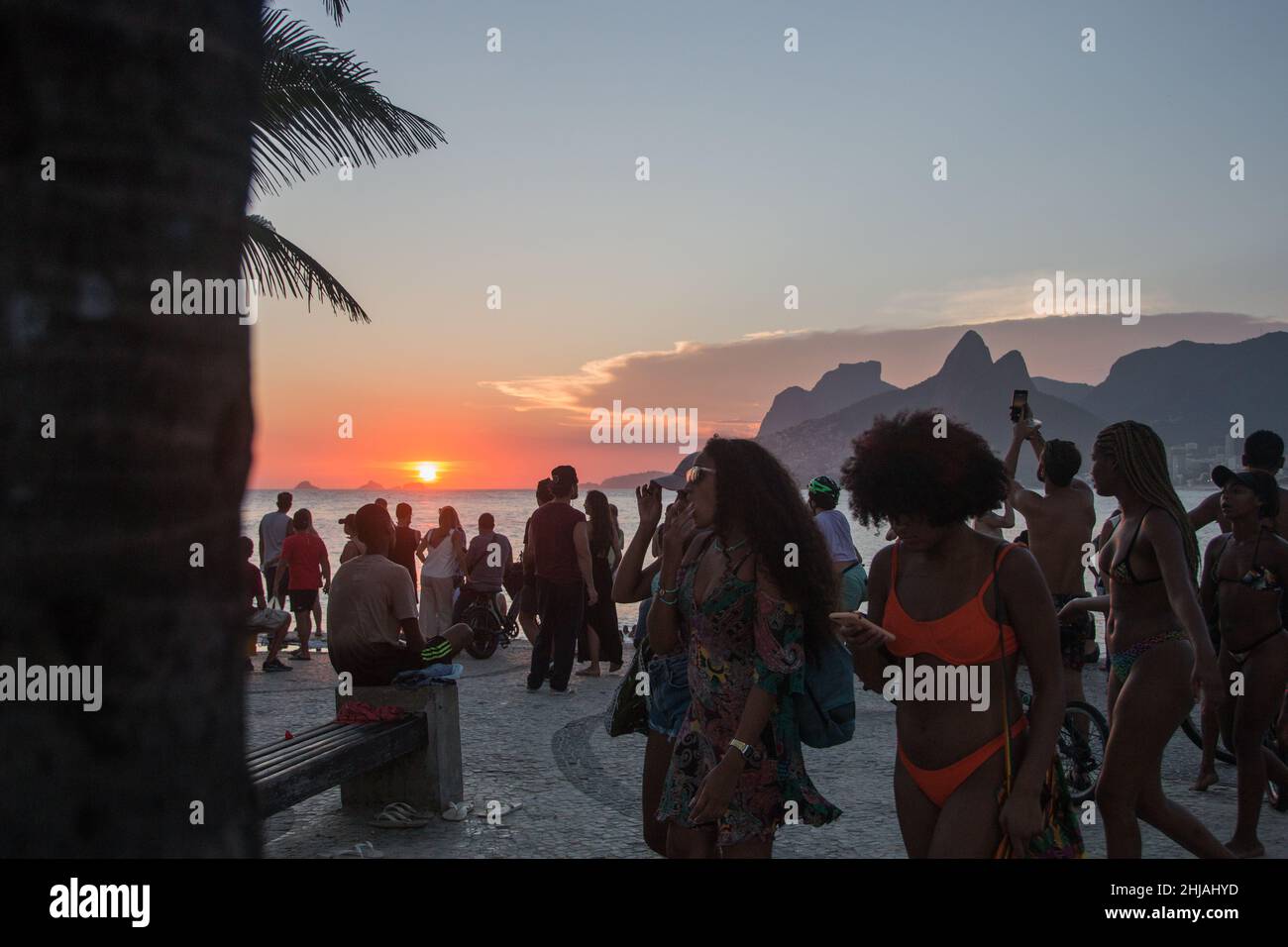 sunset at arpoador beach in Rio de Janeiro, Brazil - January 17, 2021 ...