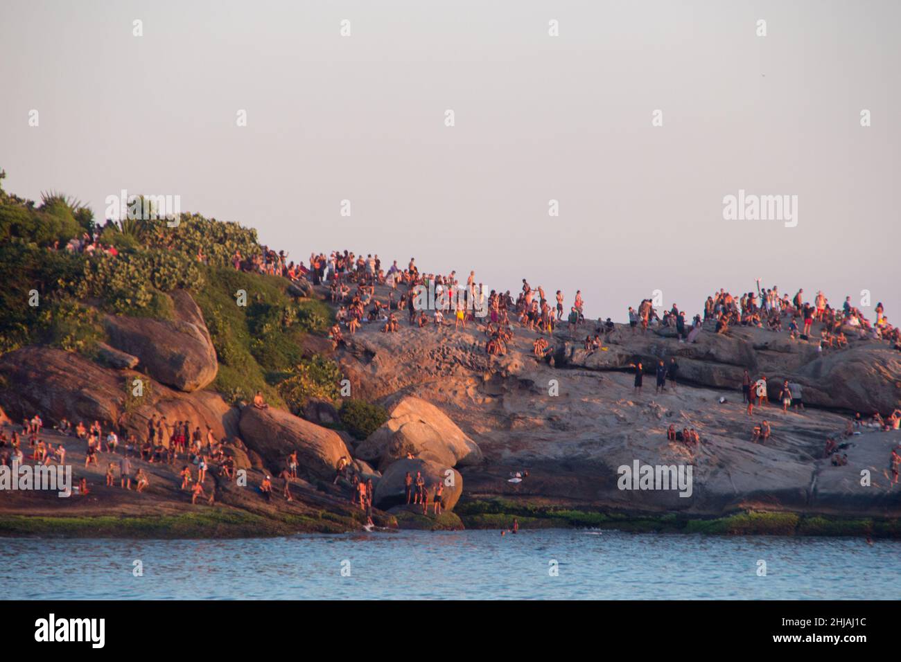 Sunset seen from Pedra do Arpoador in Rio de Janeiro, Brazil - January ...