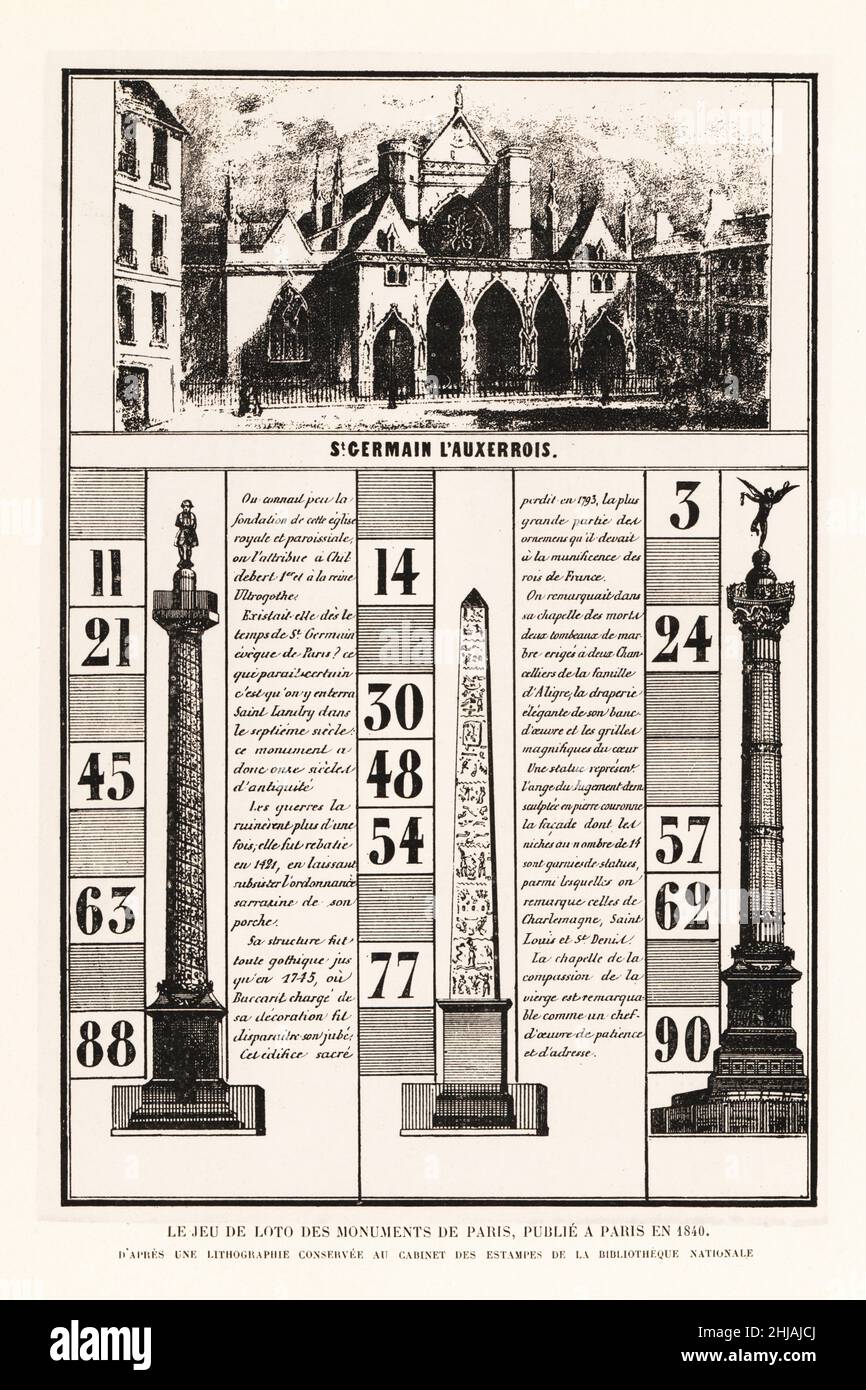 Le jeu de loto des monuments de paris hi-res stock photography and ...