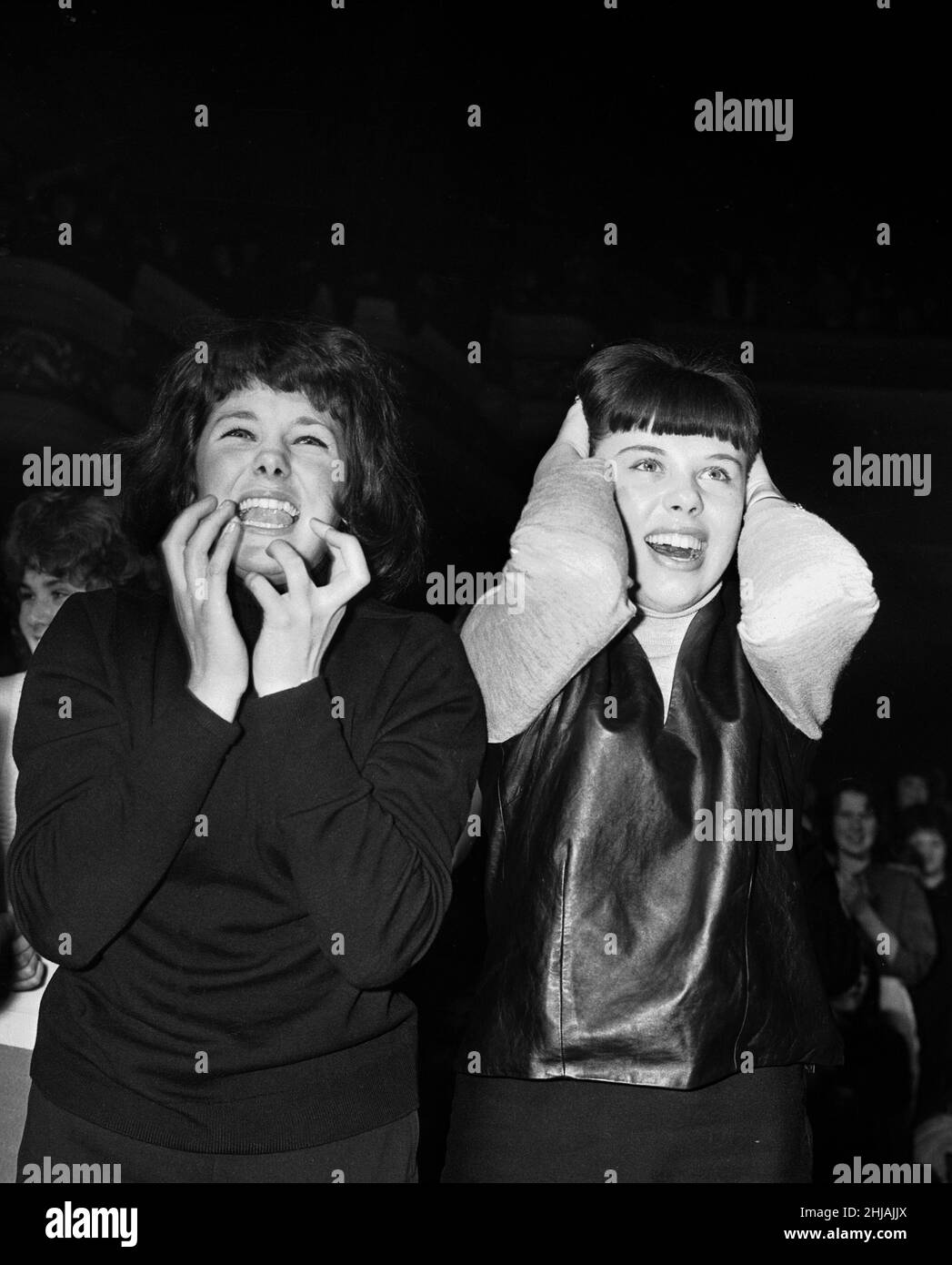 Two female fans watching The Beatles play at Manchester.20th November ...