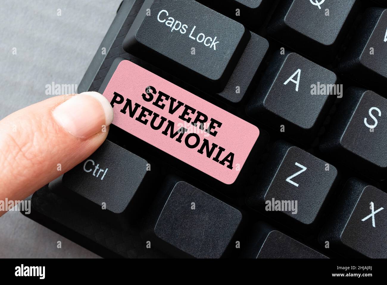 Hand writing sign Severe Pneumonia. Business overview acute disease ...