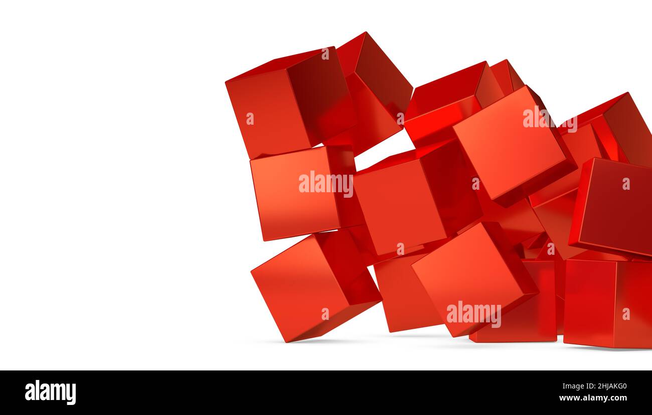 Illustration of orange cubes in a white background Stock Photo - Alamy
