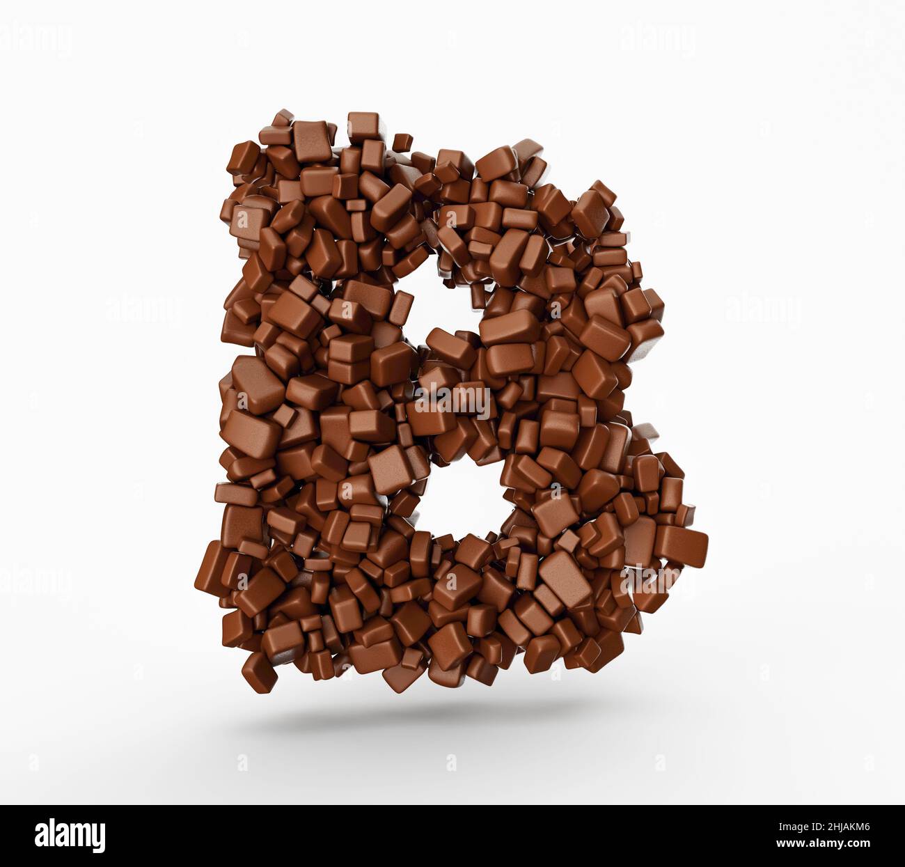 3D illustration of Letter B made of chocolate chunks isolated on a ...