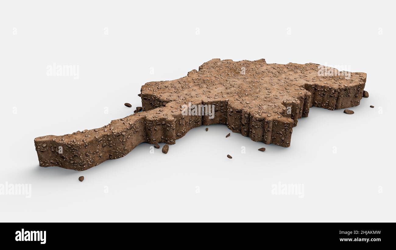 3D illustration of the Burma Myanmar Map ground texture isolated on a ...