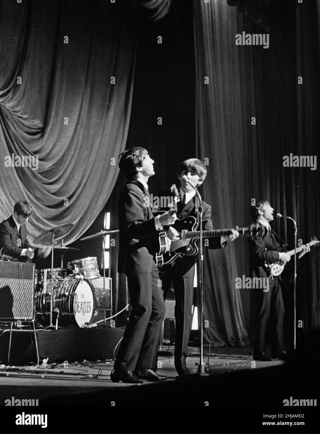The Beatles performing on stage in Carlisle.21st November 1963 Stock ...