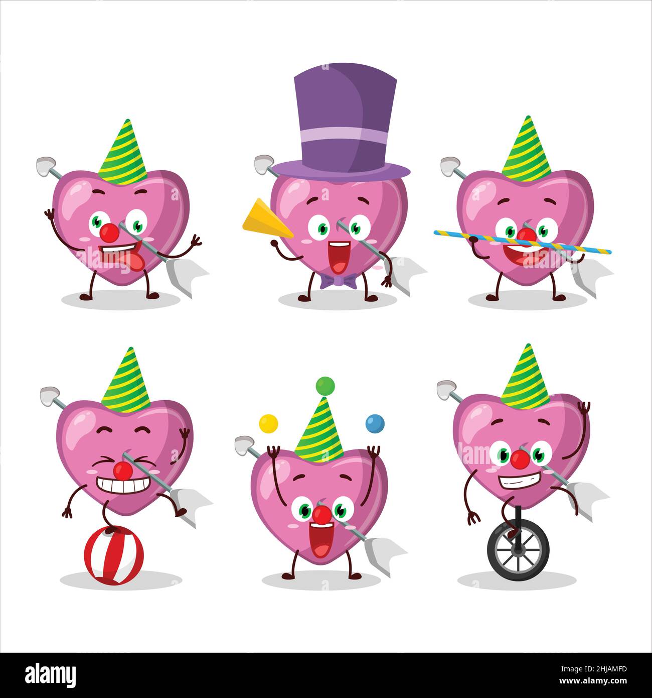 Cartoon character of pink cupid love arrow with various circus shows ...