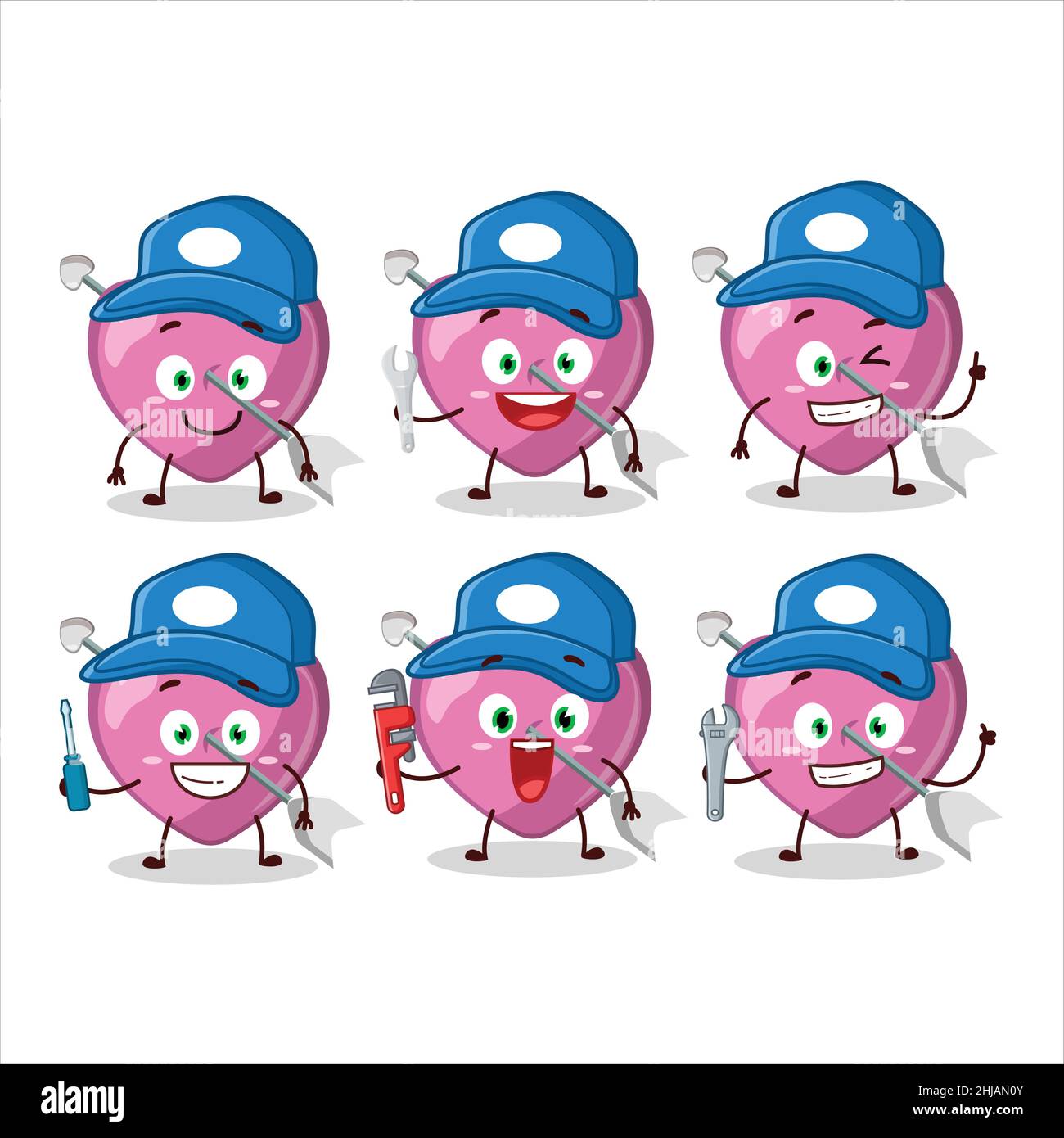 mechanic pink cupid love arrow cute mascot character with pliers ...