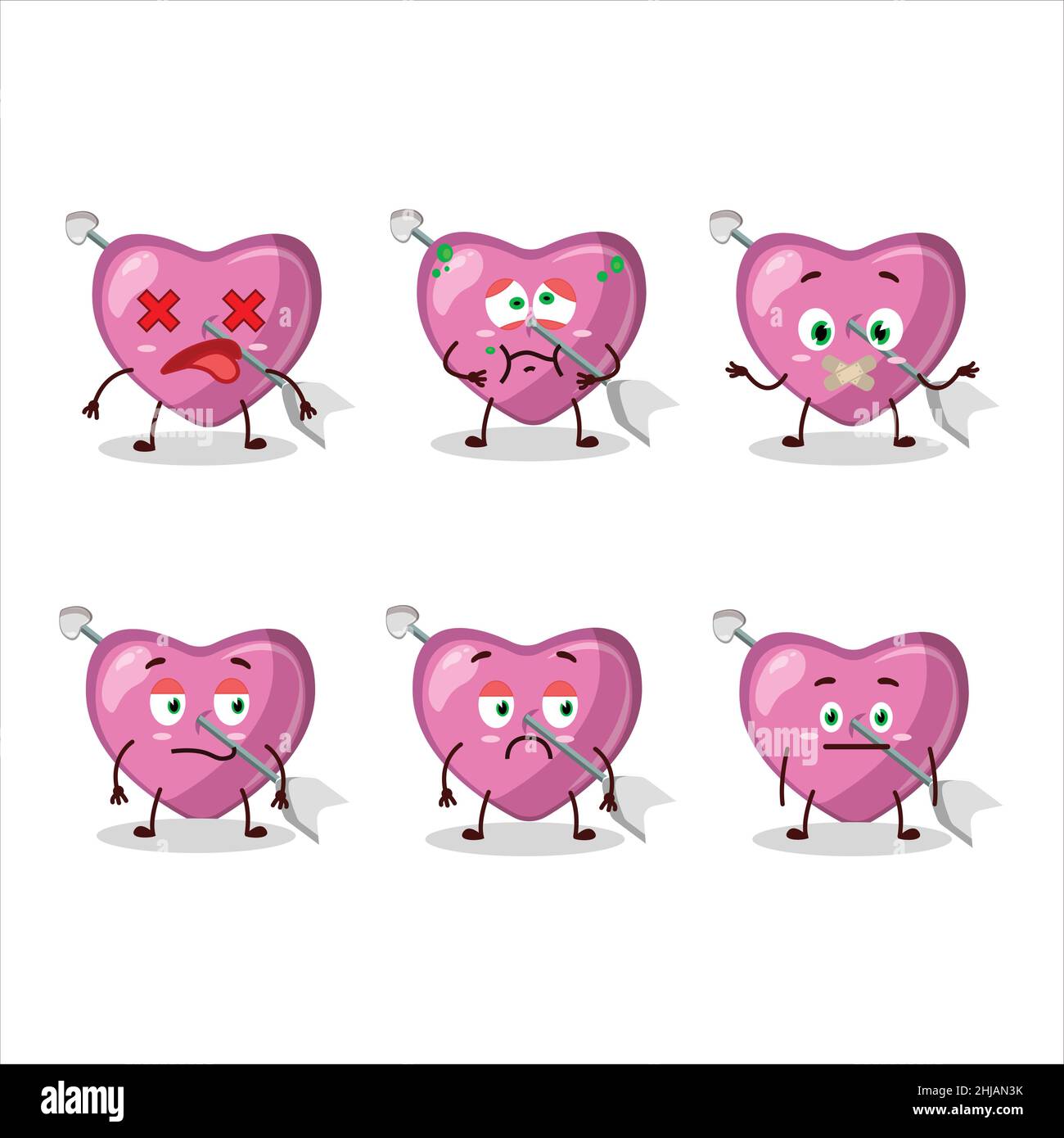 Pink cupid love arrow cartoon character with nope expression. Vector ...