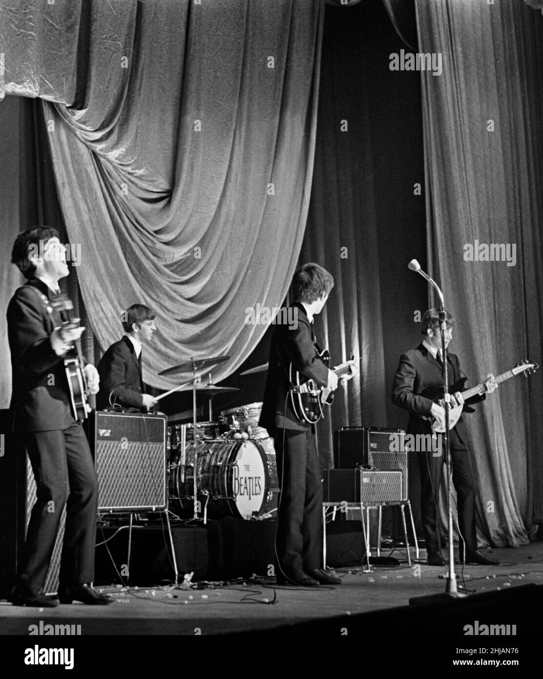 The Beatles performing on stage in Carlisle.21st November 1963 Stock ...