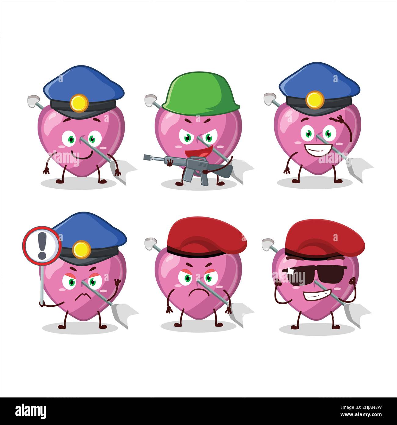 A dedicated Police officer of pink cupid love arrow mascot design style ...