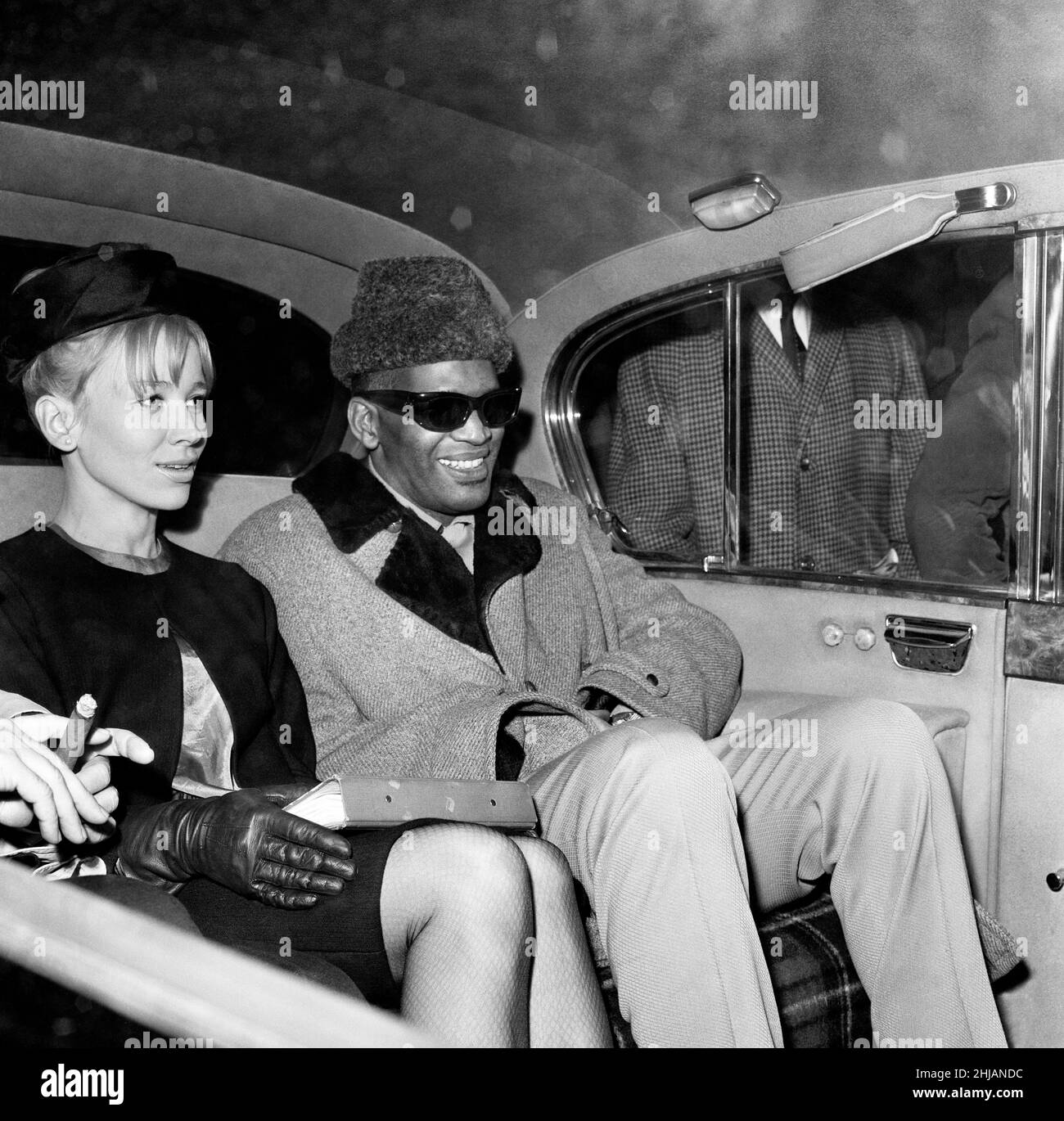 Ray Charles blues singer with writer Raina Johnson in 1963 Stock Photo ...