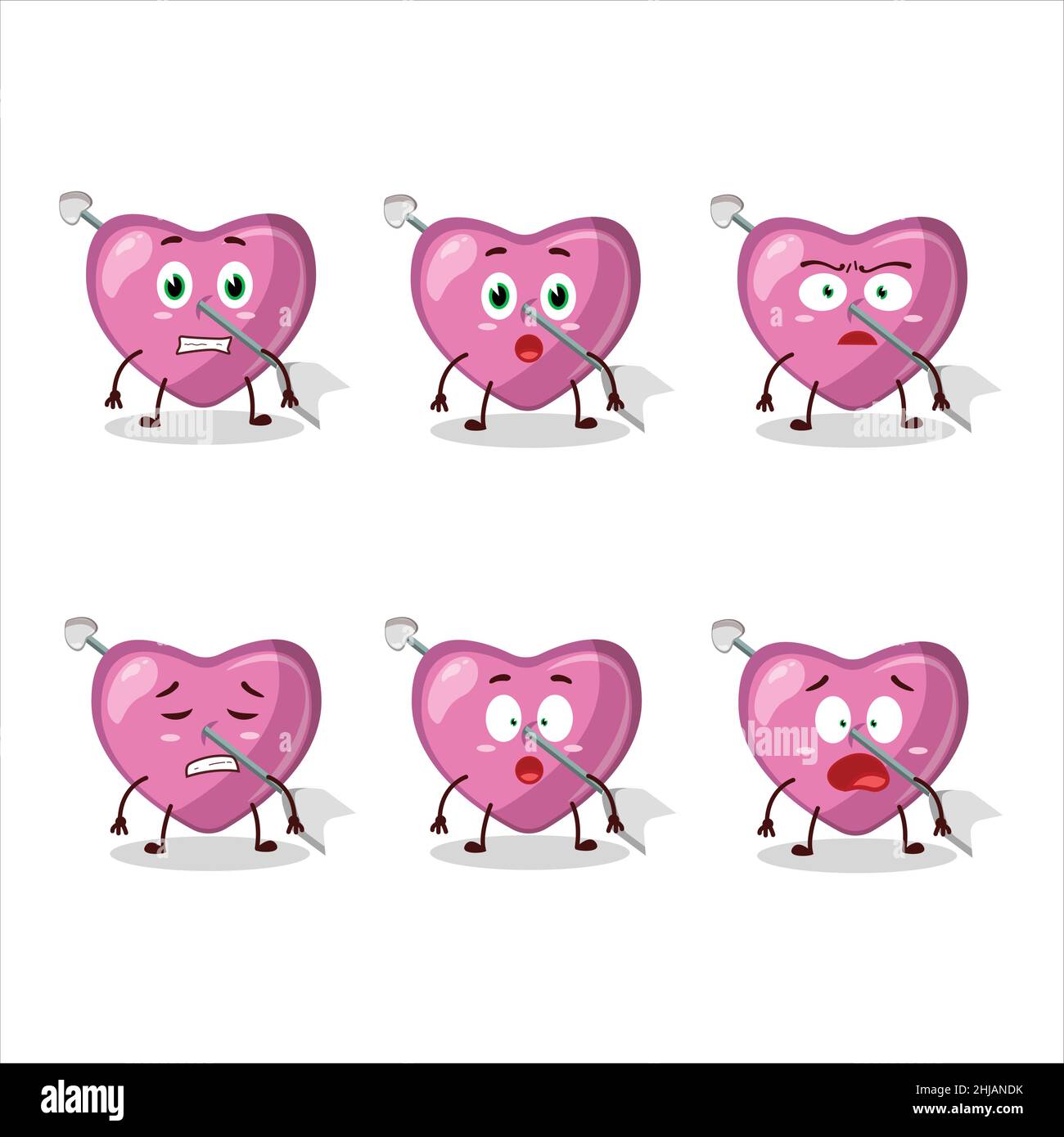 Character cartoon of pink cupid love arrow with scared expression ...
