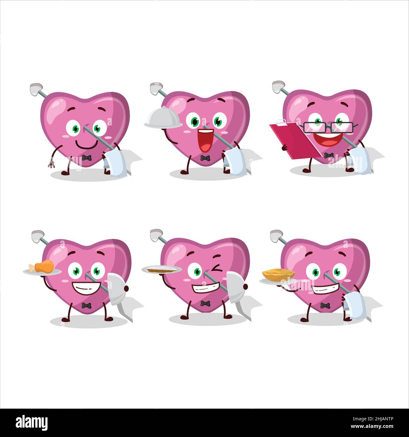 happy pink cupid love arrow waiter cartoon character holding a plate ...