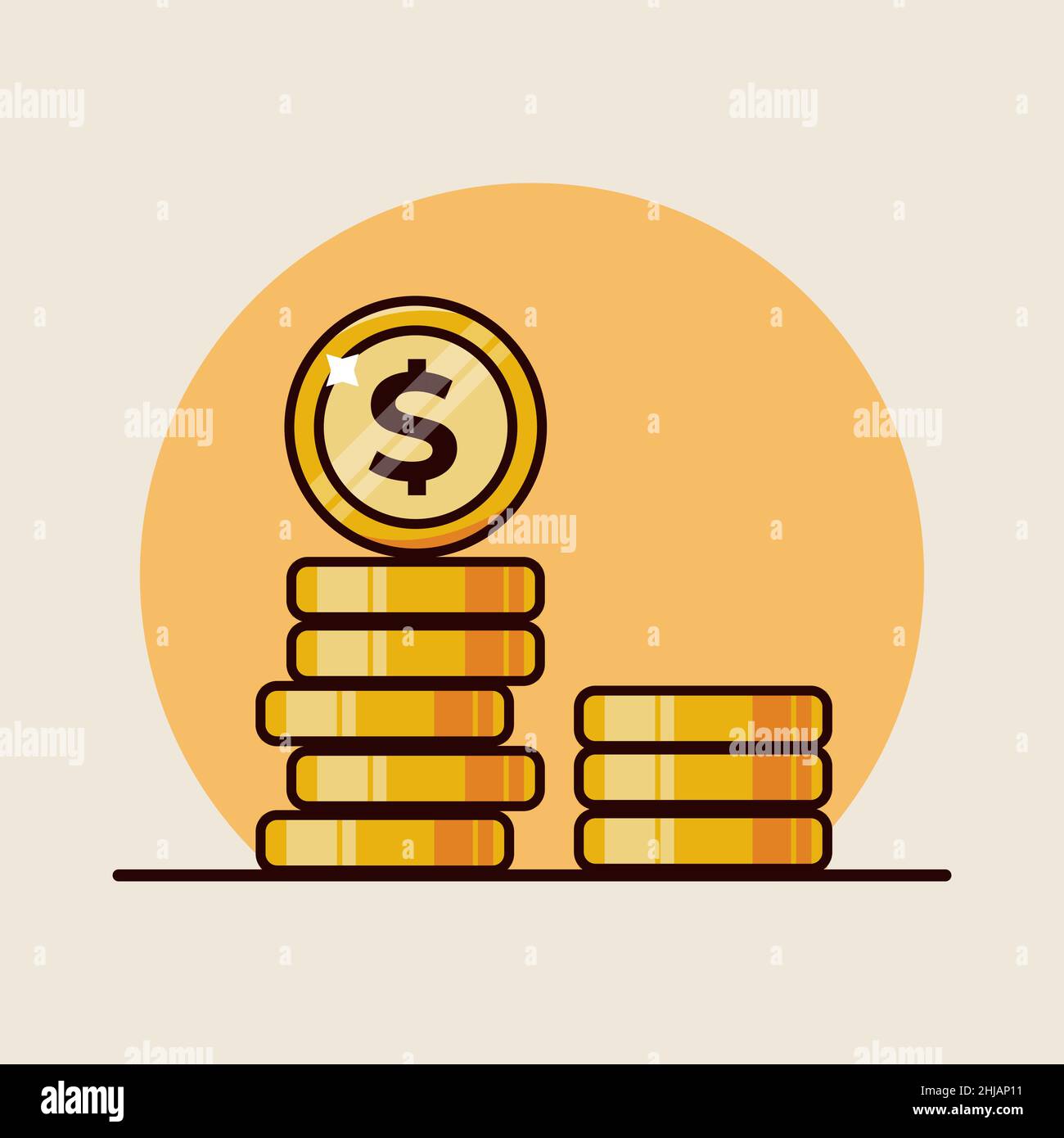 vector illustration of a pile of coins. flat design illustration Stock ...