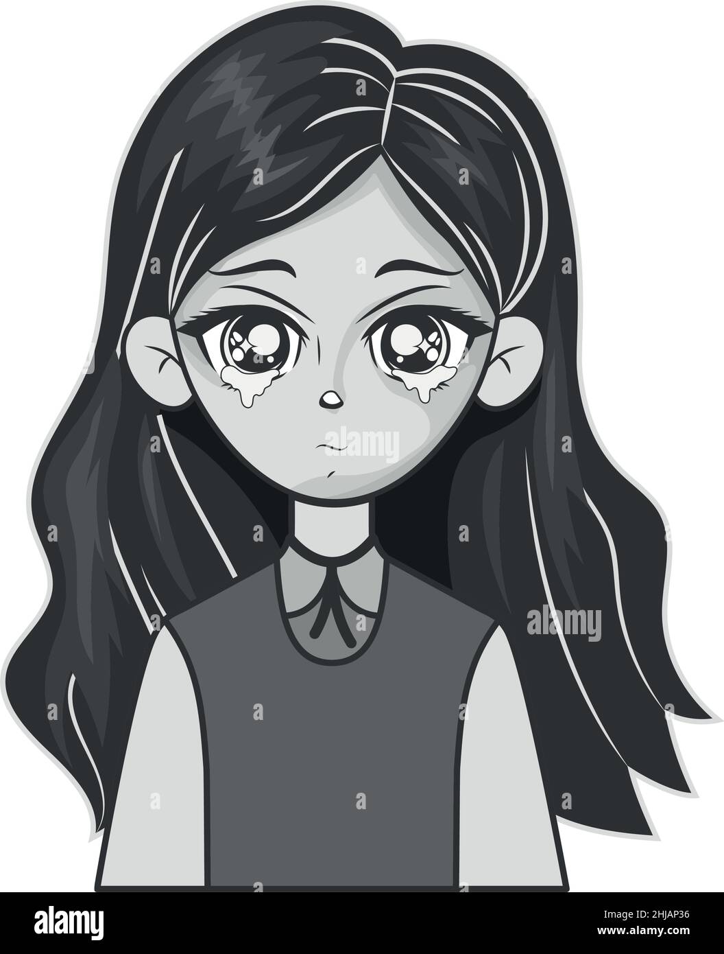 crying anime girl Stock Vector Image & Art - Alamy