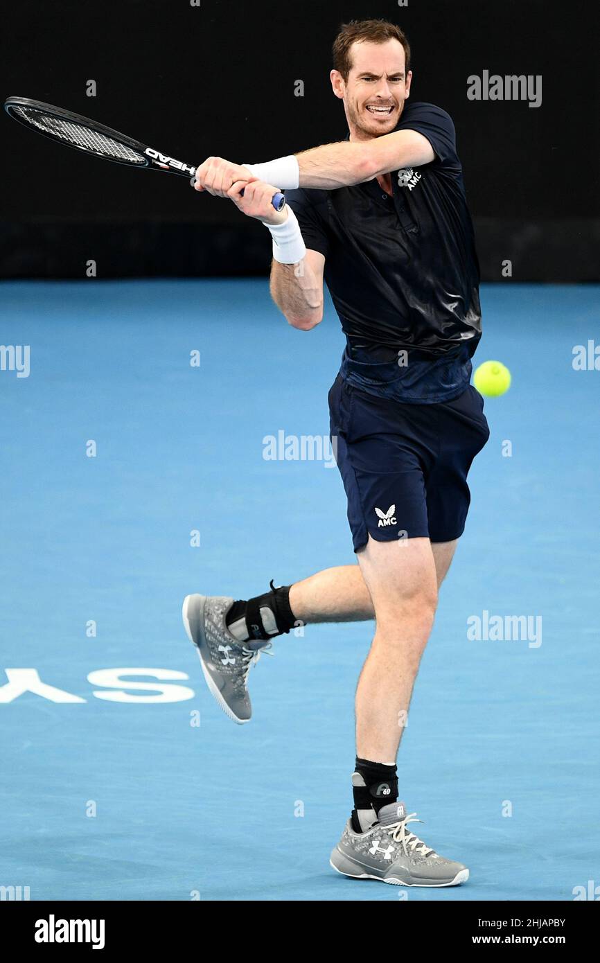 Sydney, Australia, 13 January, 2022. Andy Murray of Great Britain plays ...