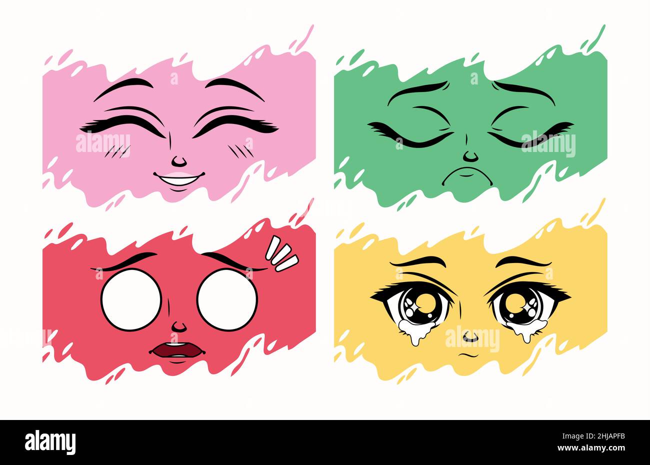 four anime reactions faces Stock Vector Image & Art - Alamy