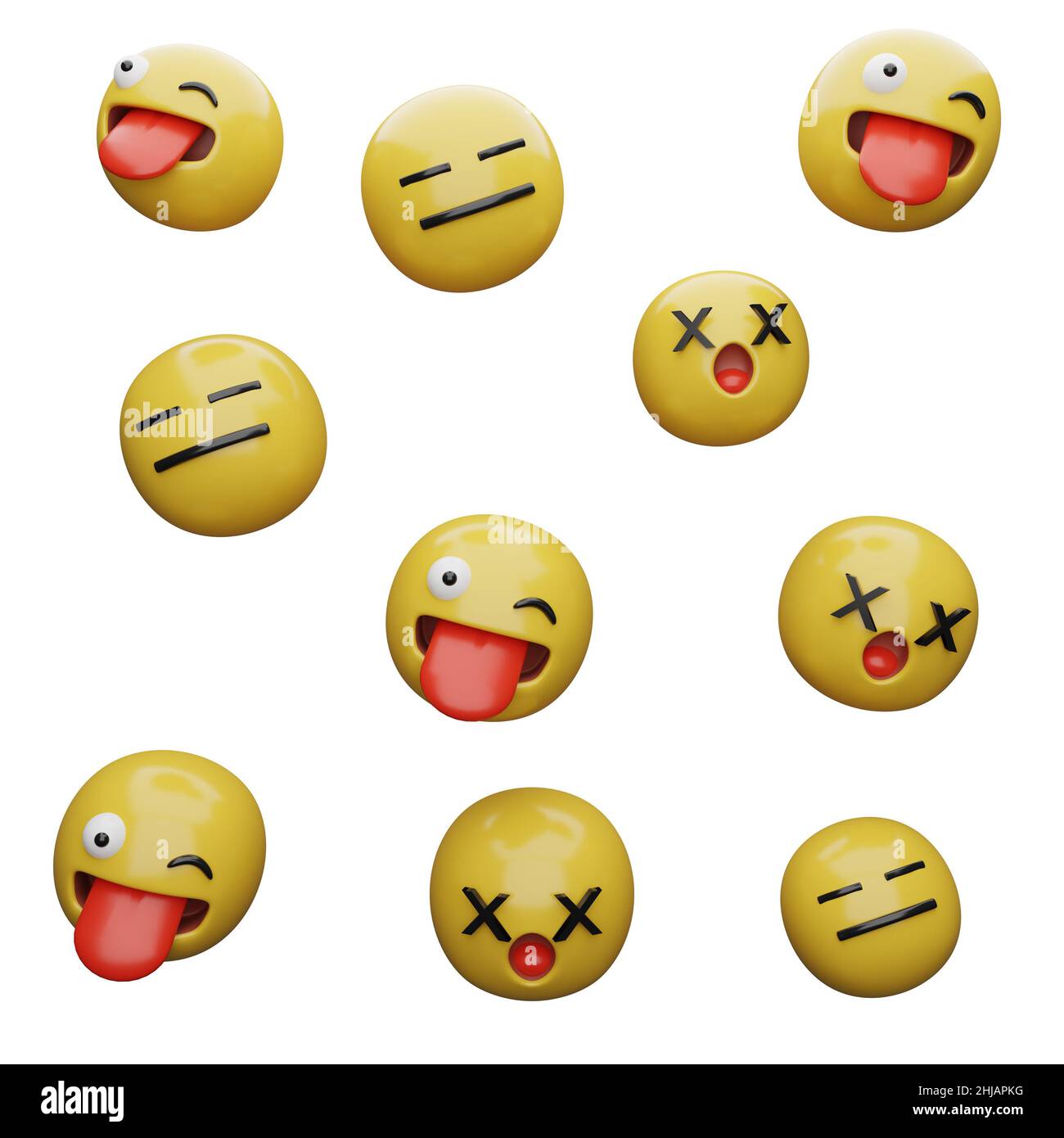 3d illustration Yellow faces.expressions and emotions Stock Photo - Alamy