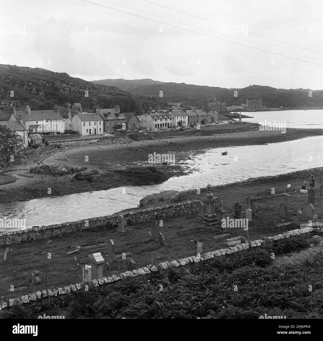 General scenes of Lochinver cemetery. Lochinver is a village on the ...