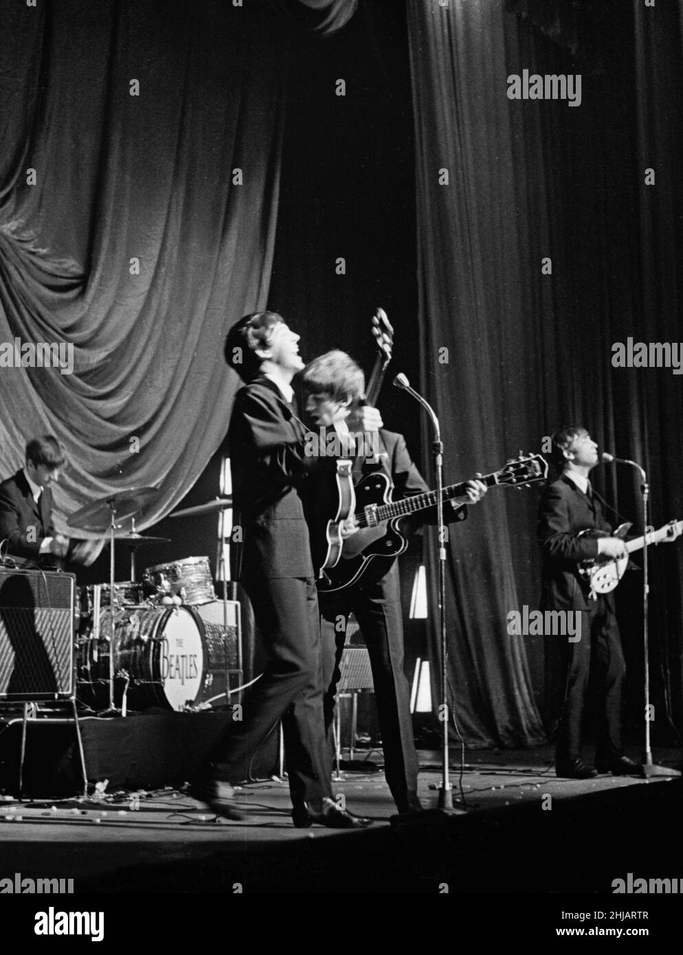 The Beatles performing on stage in Carlisle.21st November 1963 Stock ...