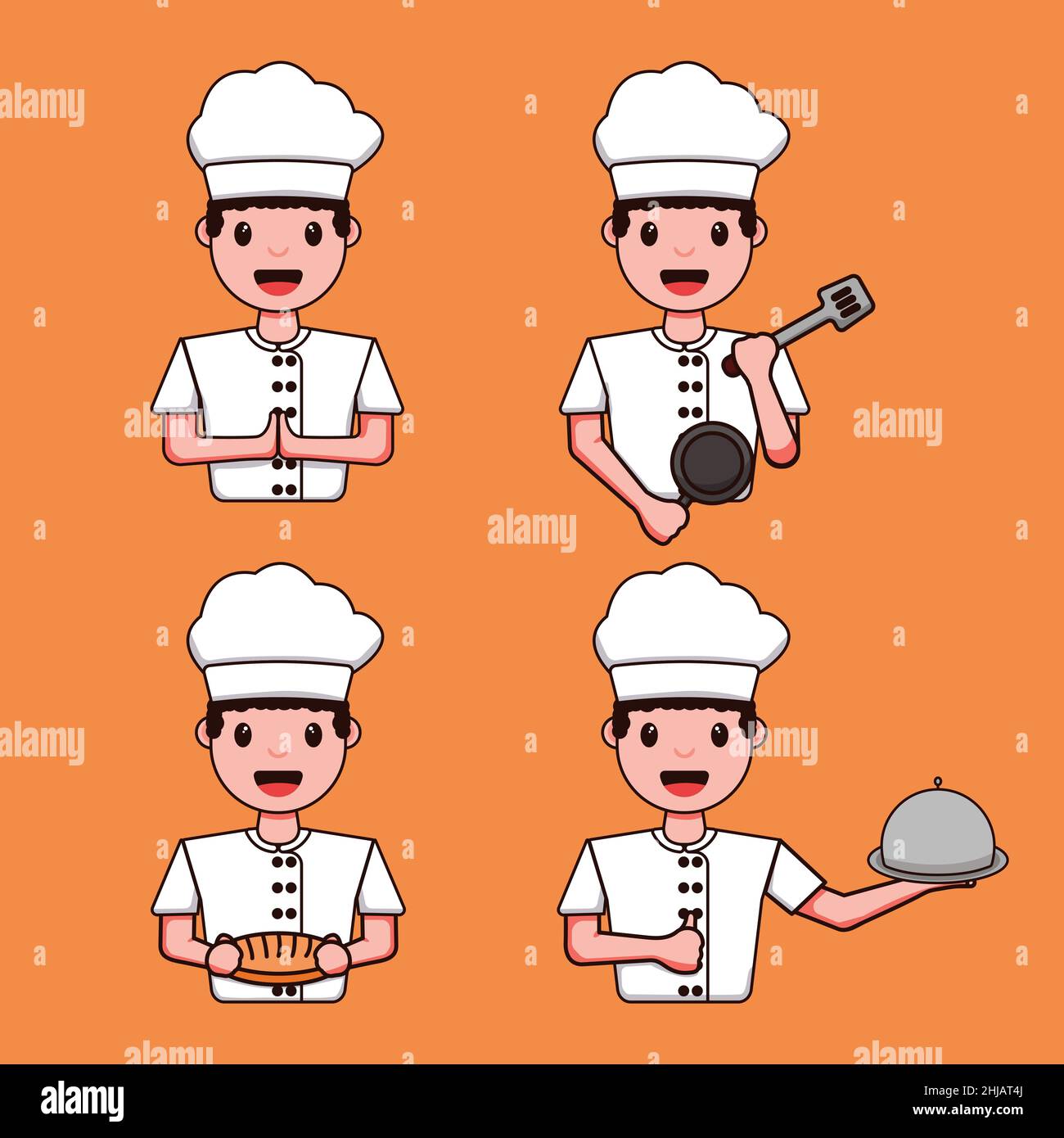 a set of chef characters with various styles, vector illustration Stock ...