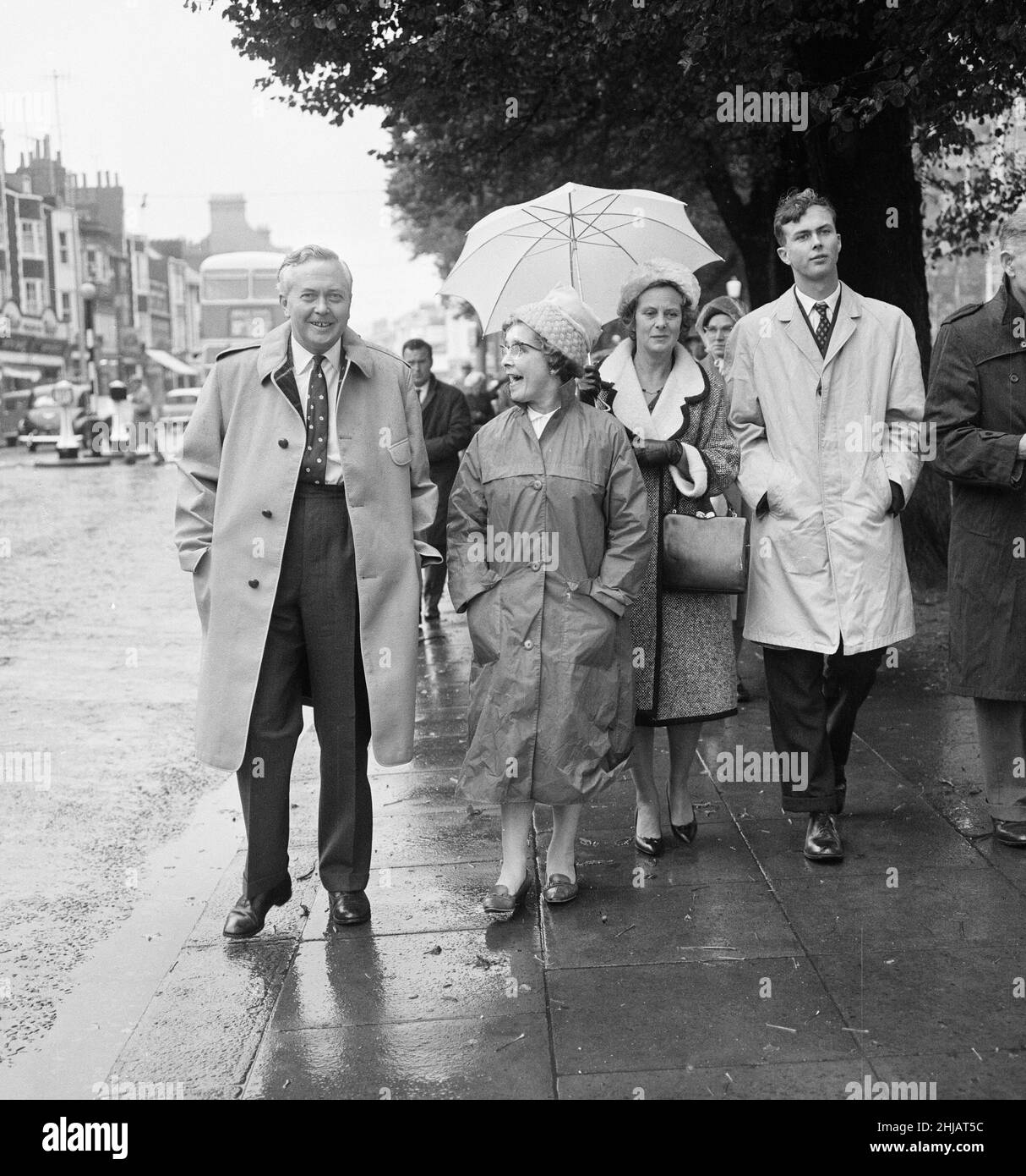 Shadow Foreign Secretary Harold Wilson pictured with wife Mary Wilson ...