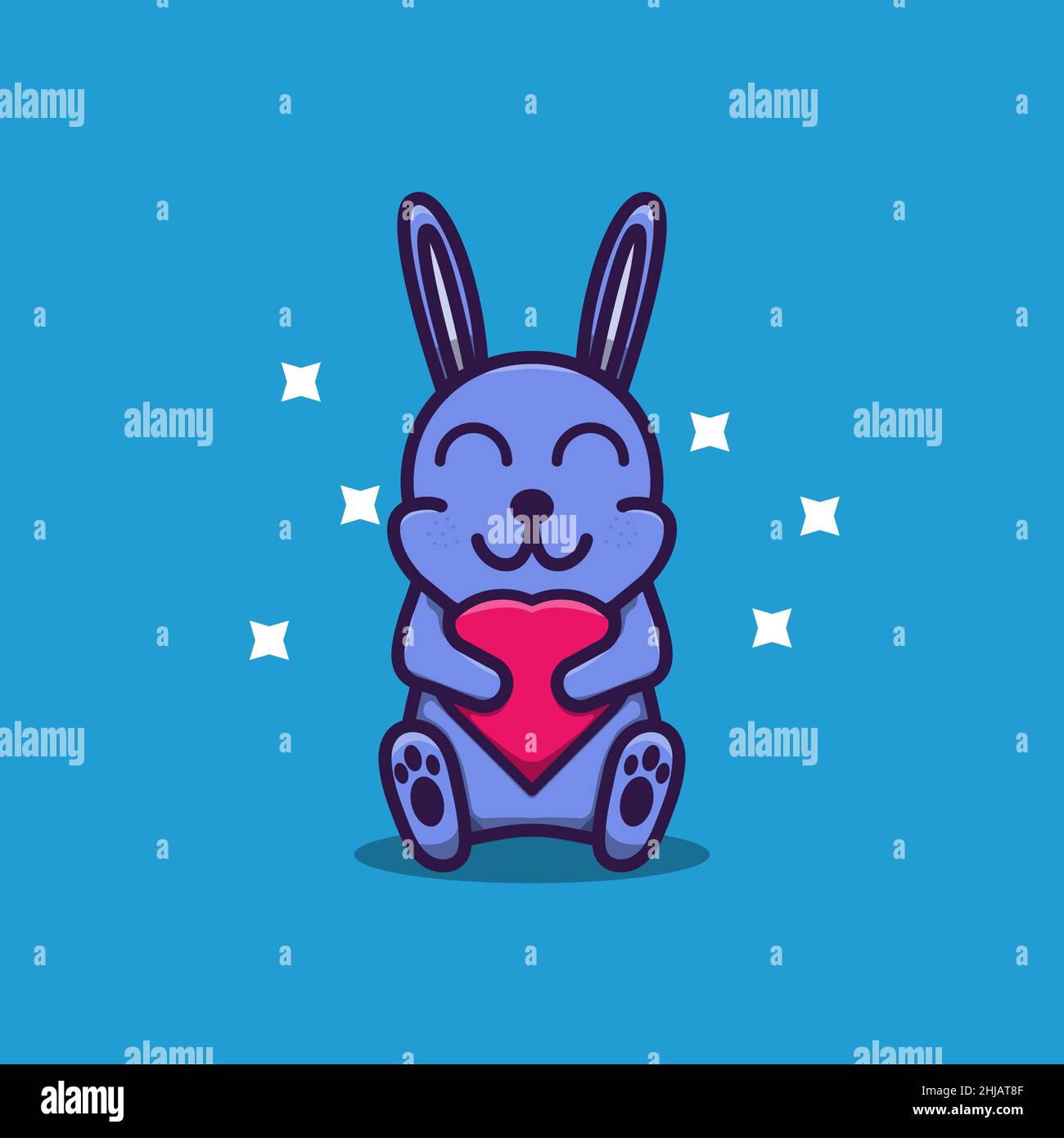 vector illustration of cute rabbit full of love. flat design ...