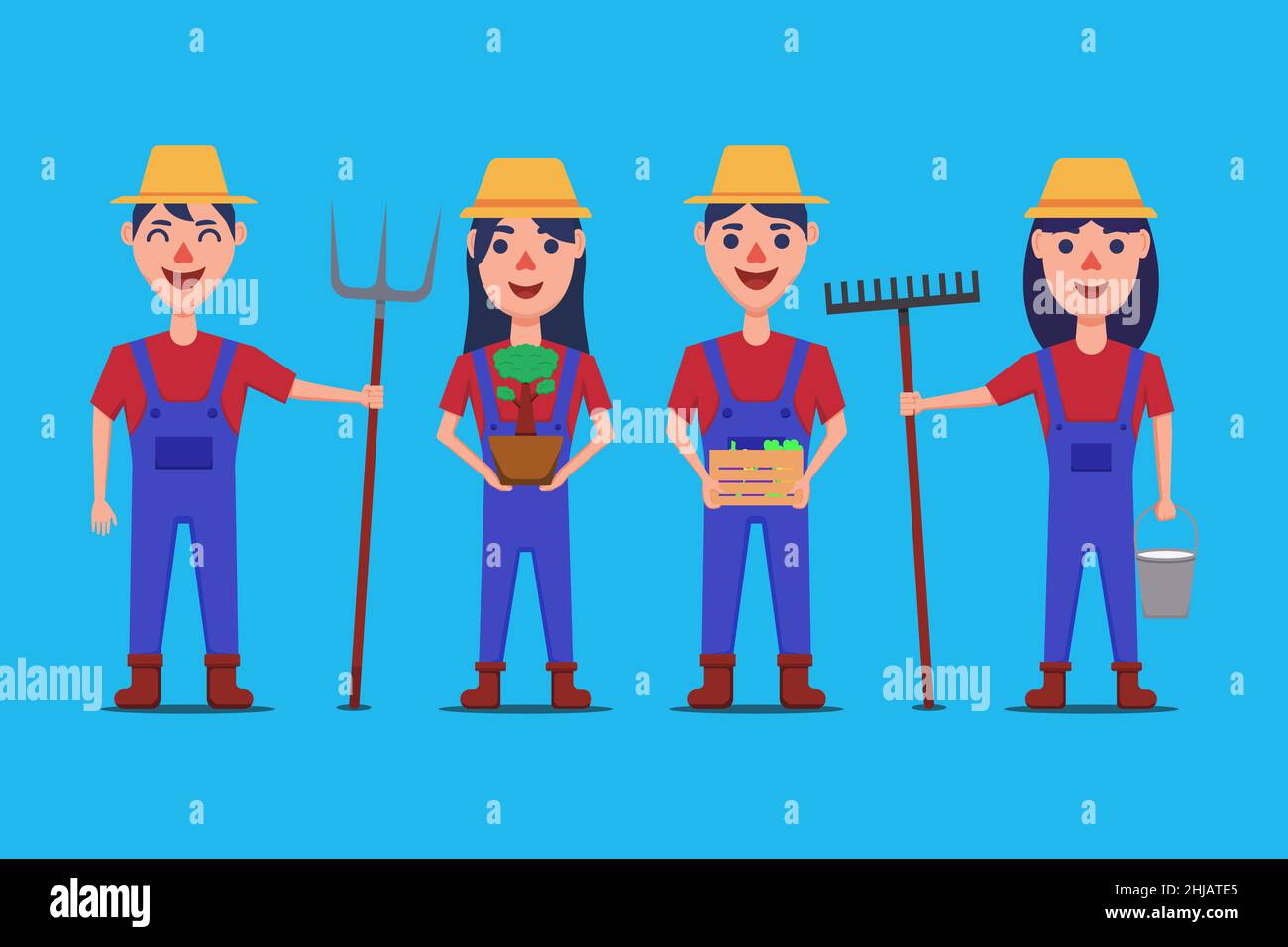 Farmer gardener cheerful character hi-res stock photography and images ...