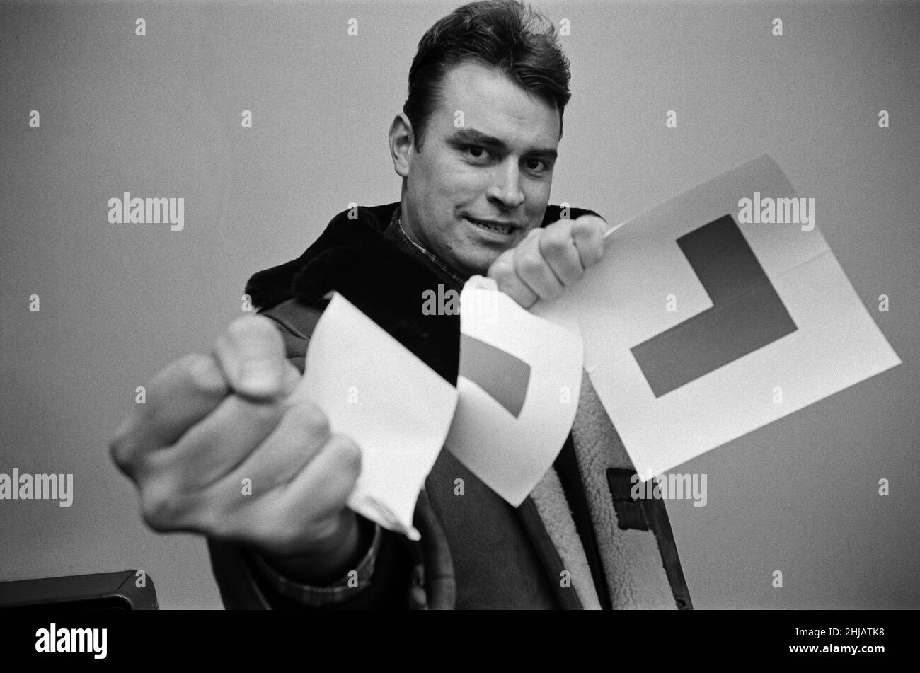 Actor Brian Blessed, pictured tearing up his L plates, as he has just ...