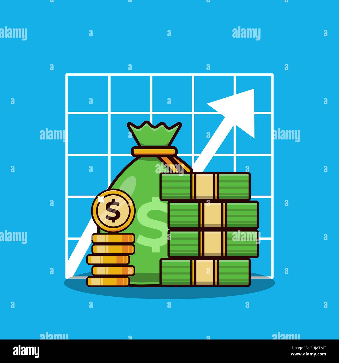 Vector illustration of statistical increase in income in business. Flat ...