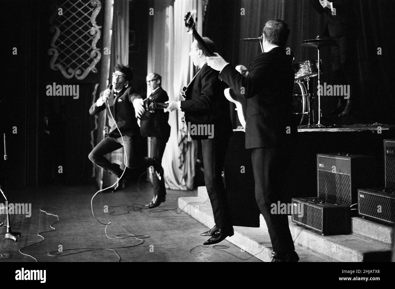 Manchester pop group Freddie and the Dreamers performing on stage at ...