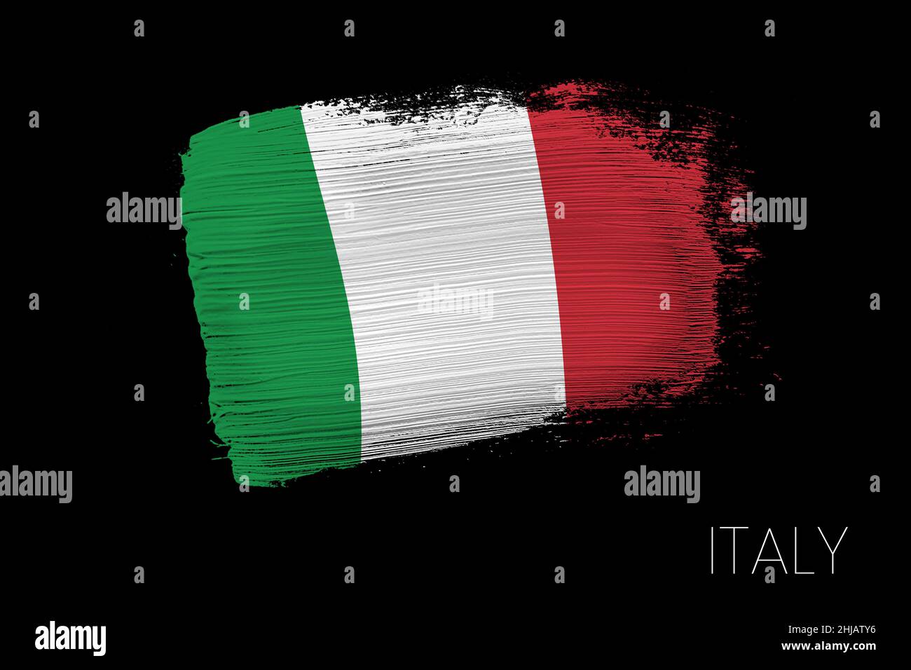 Grunge brush stroke with Italy national flag. Watercolor painting flag ...