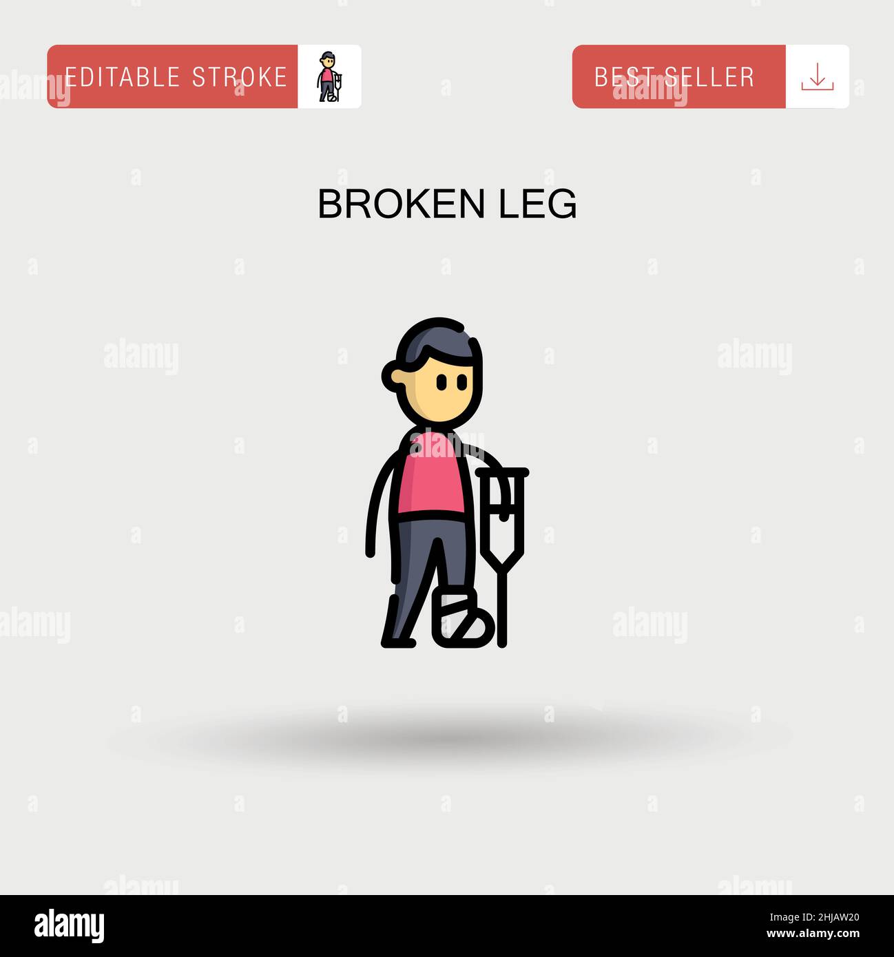 Broken leg woman crutches Stock Vector Images - Alamy