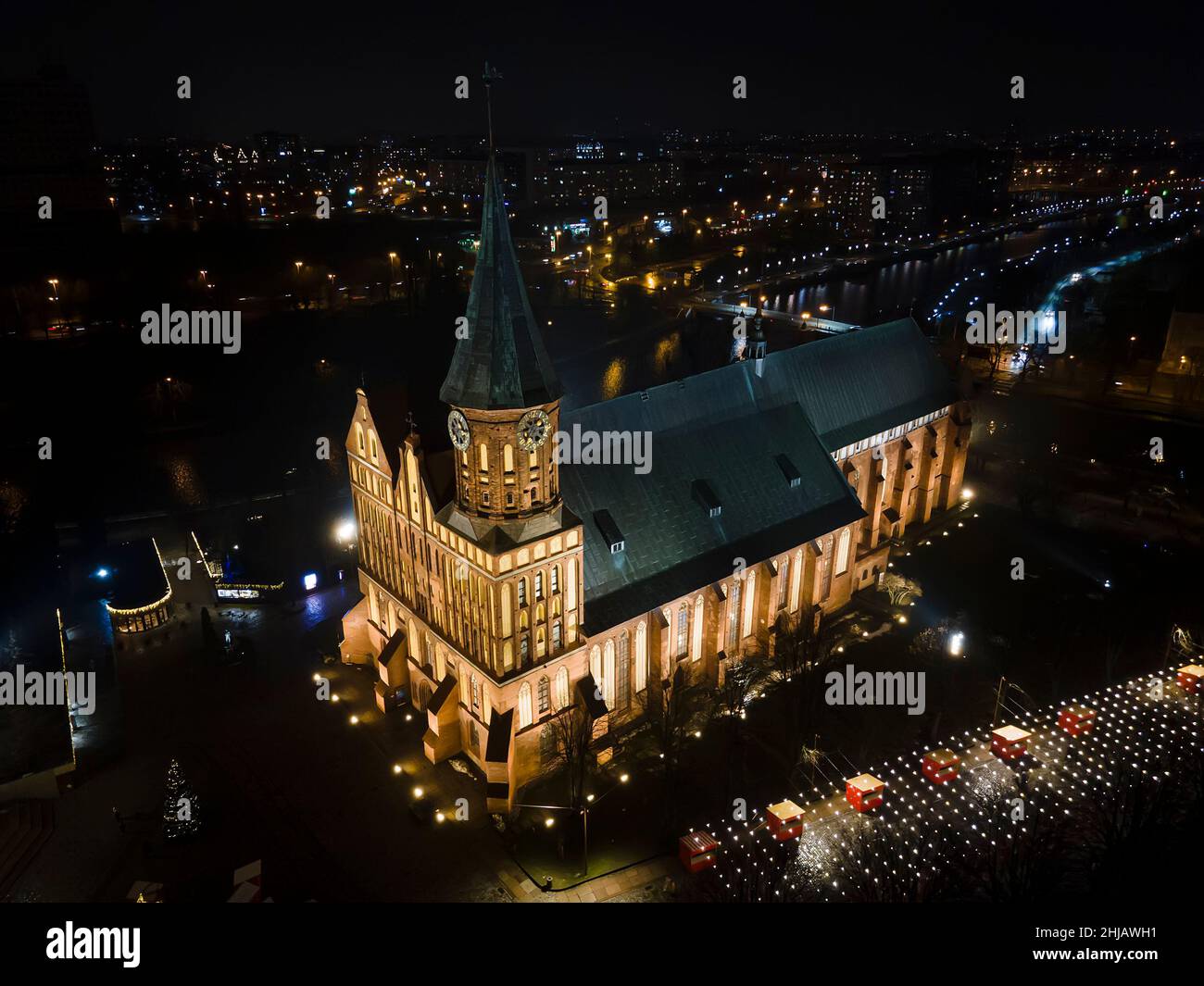 Cathedral in Kaliningrad front view. Medieval architecture of the ...