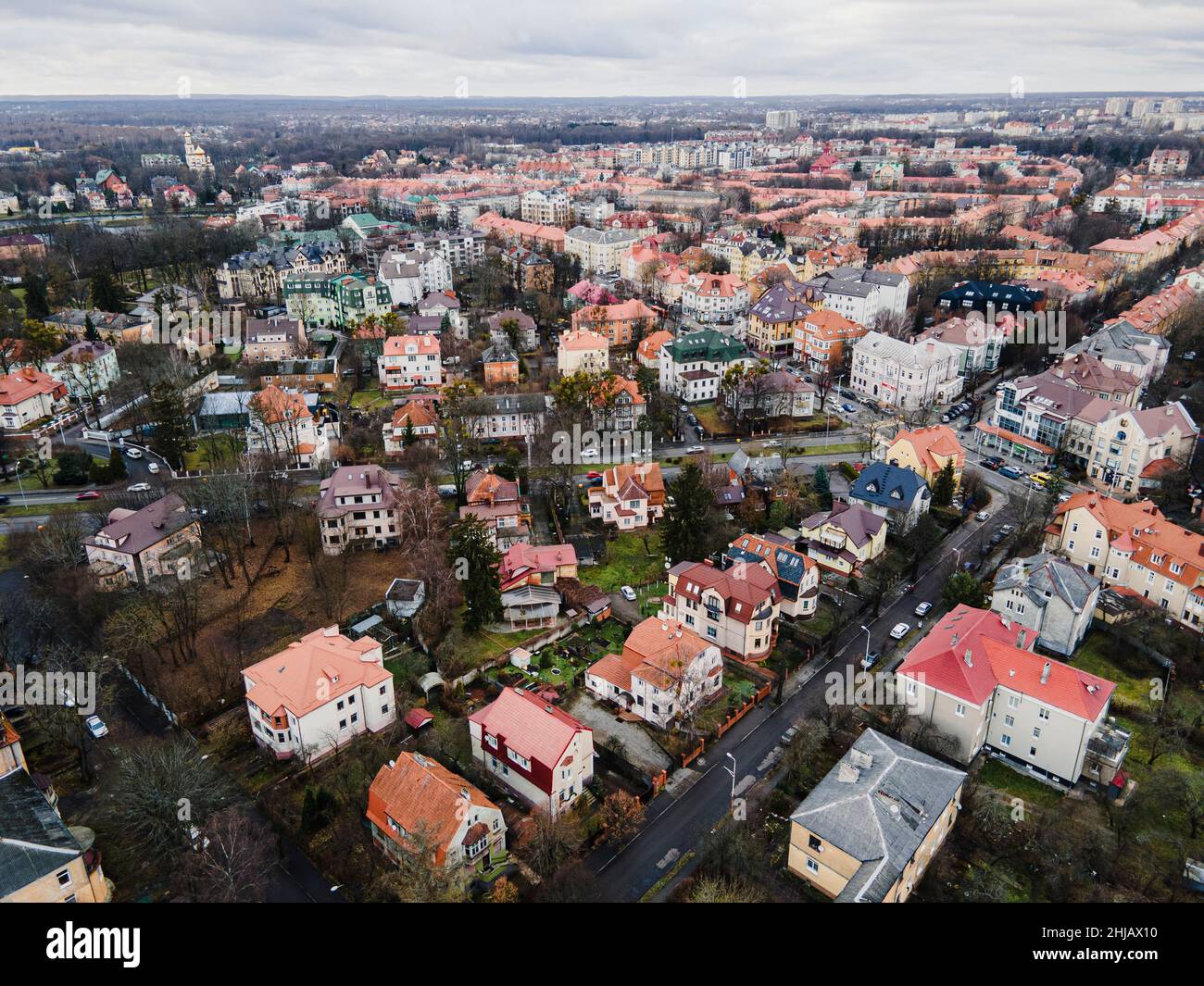 Beautiful houses in the old town of Kaliningrad. Old German ...