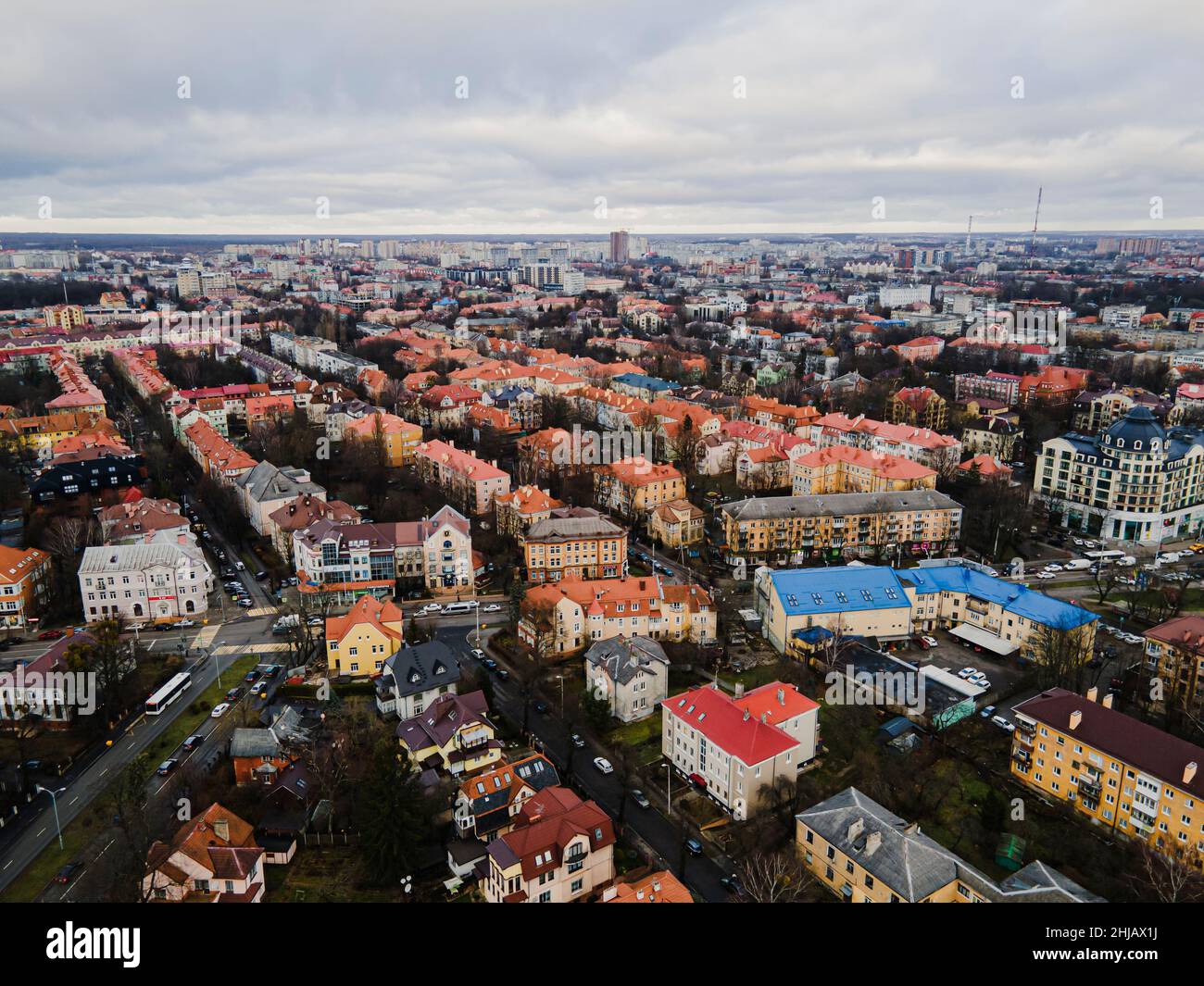 Beautiful houses in the old town of Kaliningrad. Old German ...