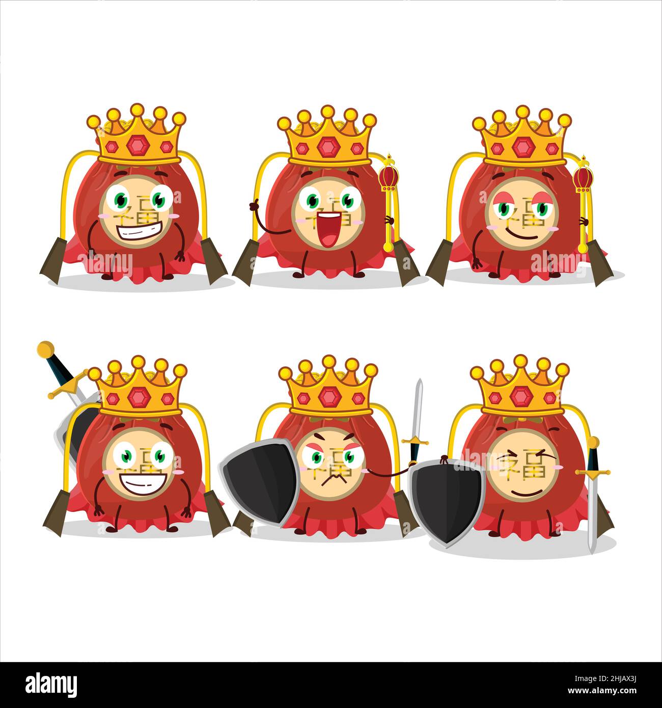 A Charismatic King red bag chinese cartoon character wearing a gold ...