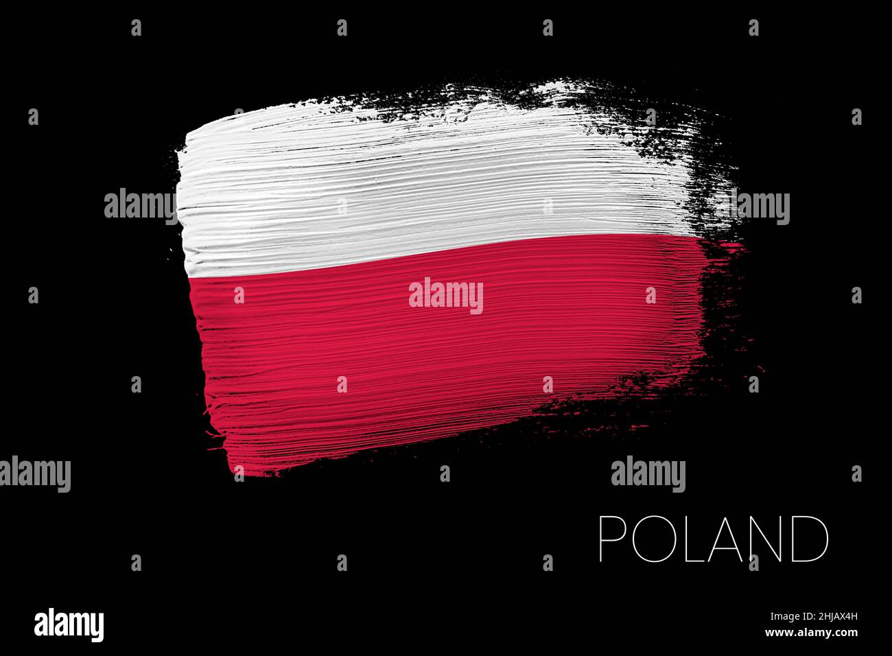 Grunge brush stroke with Poland national flag. Watercolor painting flag ...