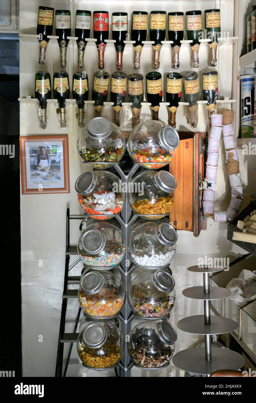 Pastry shop Cal Mestres in the old shops of Calaf, in the Anoia region ...