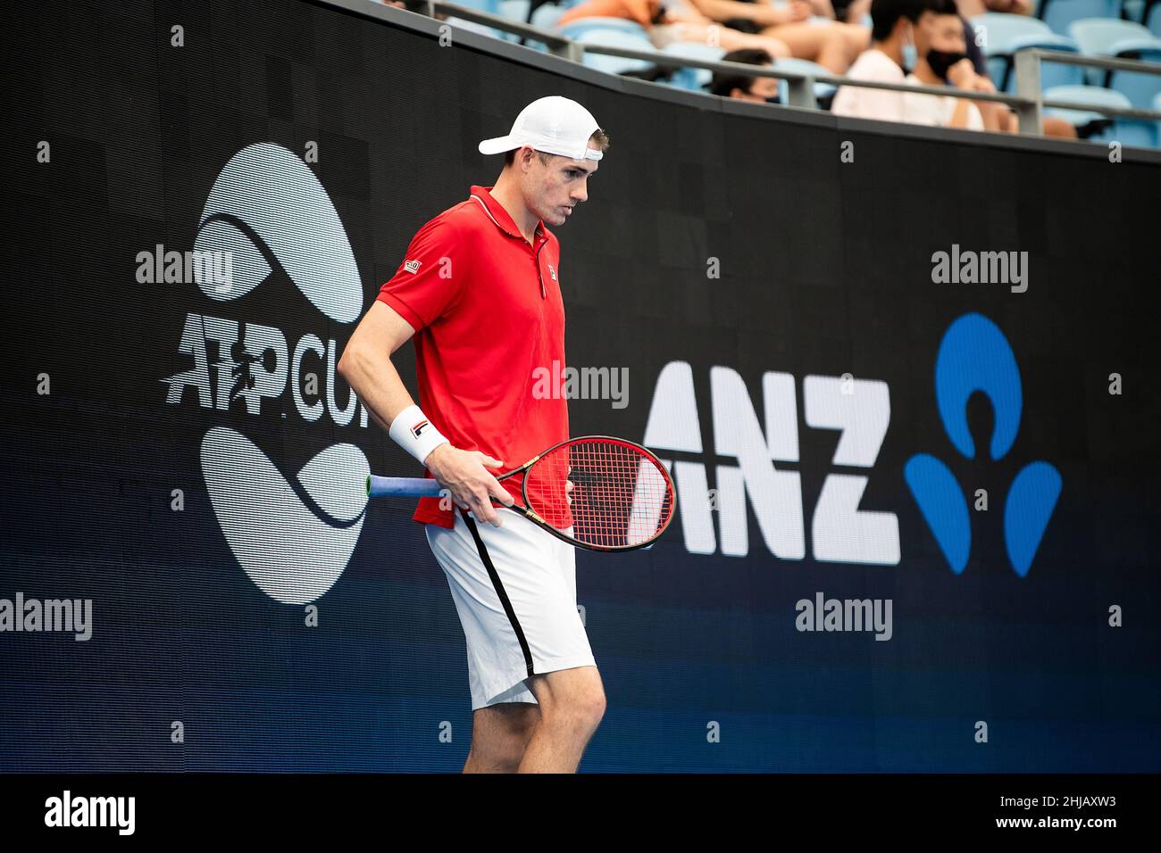Sydney, Australia, 4 January, 2022. John Isner of USA stands with his ...