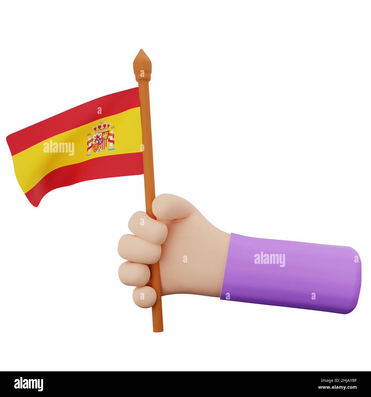 3d rendering hand with spain national day concept Stock Photo - Alamy
