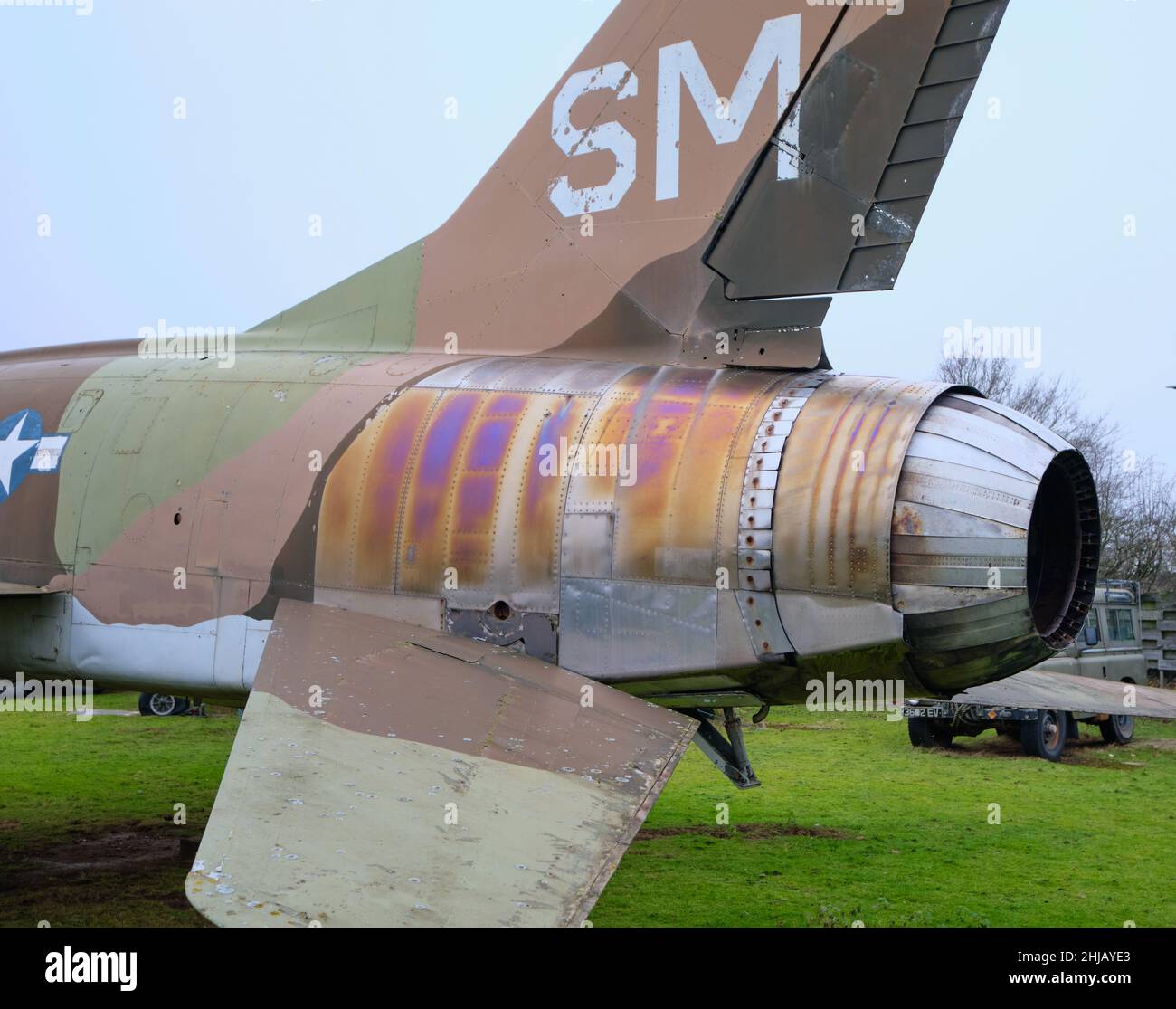 Old jet fighter showing heat marks on the engine Stock Photo - Alamy