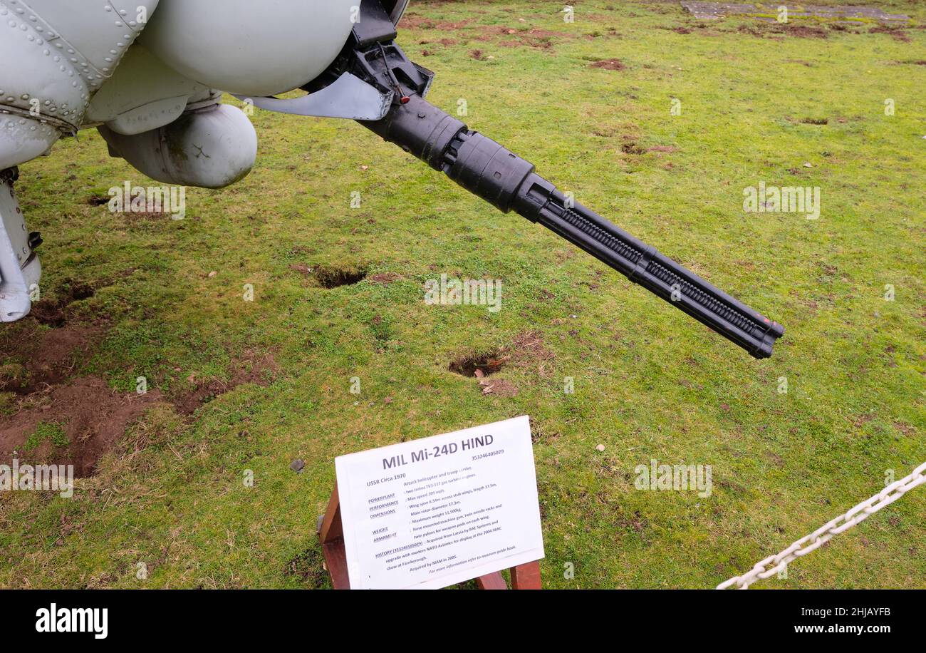 Multi barreled machine gun on a helicopter Stock Photo - Alamy