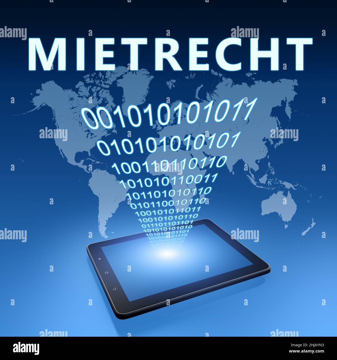 Mietrecht - german word for tenancy law - text with tablet computer on ...