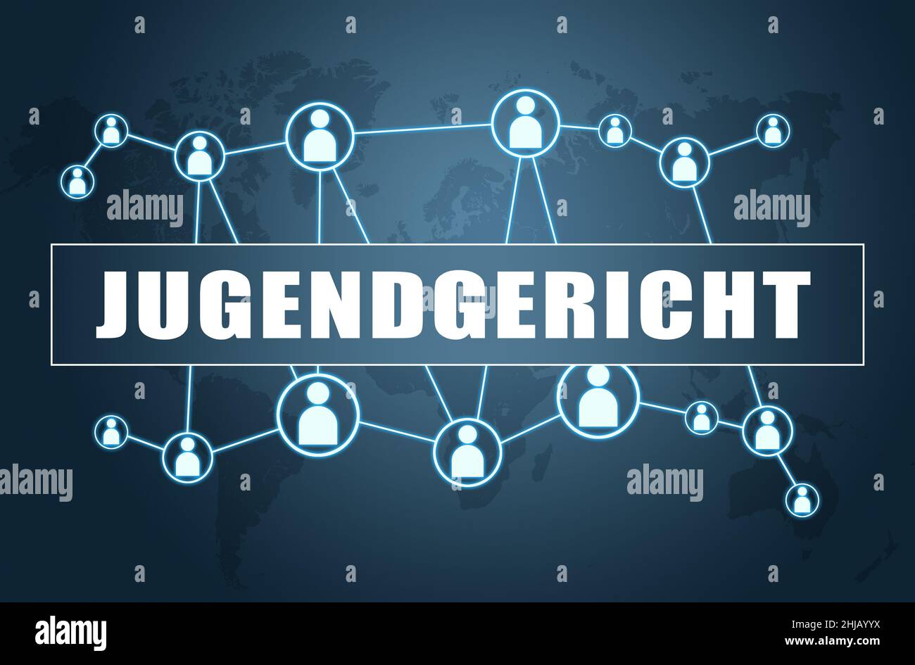 Jugendgericht - german word for juvenile court - text concept on blue ...